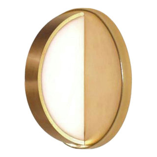 5W Wall Sconce, Aged Brass with White Acrylic Diffuser - Modern - Wall ...