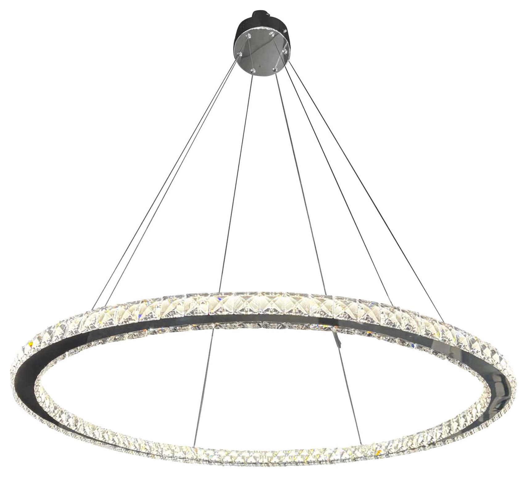 1 Thin Ring Crystal Dimmable CCT LED Chrome Chandelier - Contemporary ...