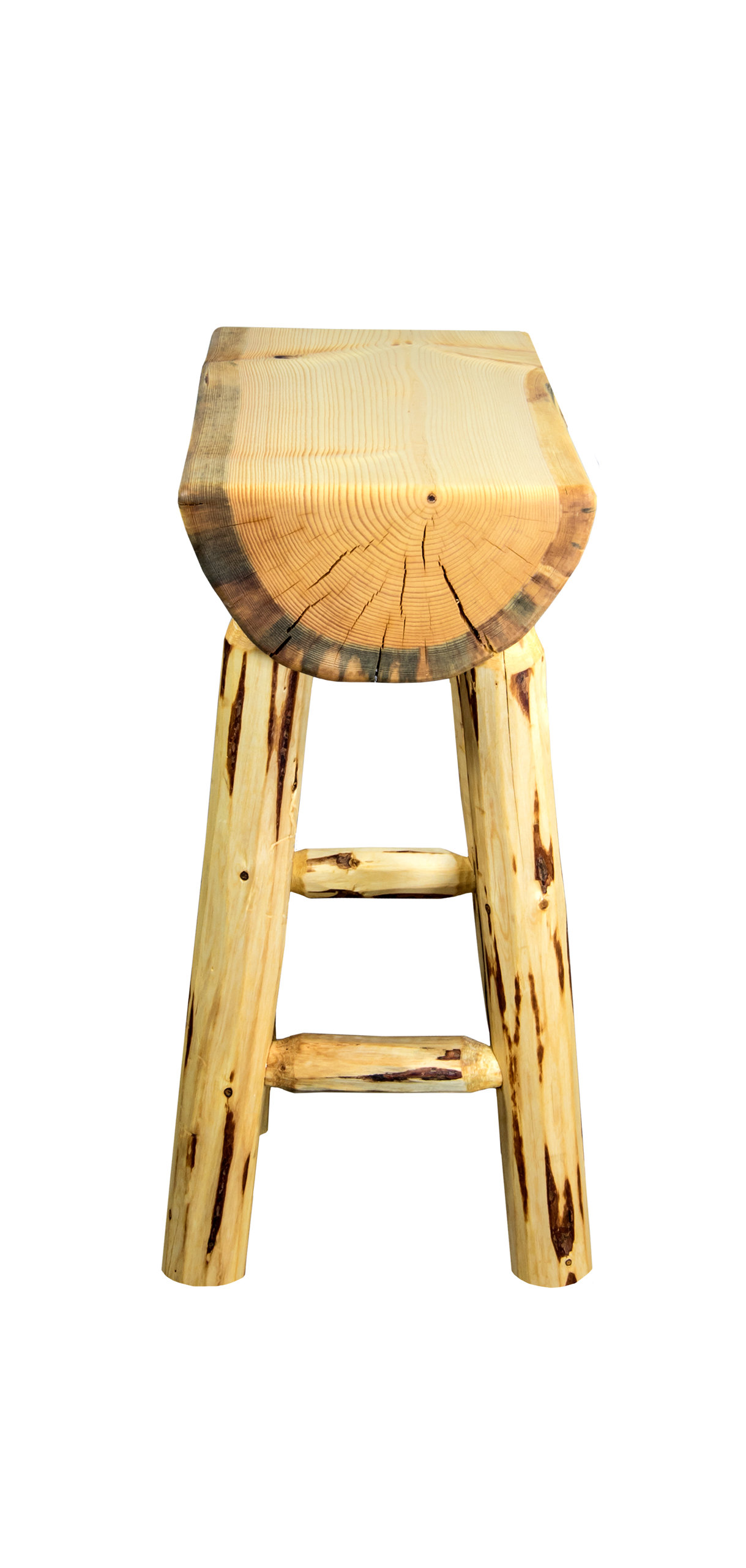 Montana Counter Height Half Log Bar Stool With Exterior Finish - Rustic ...