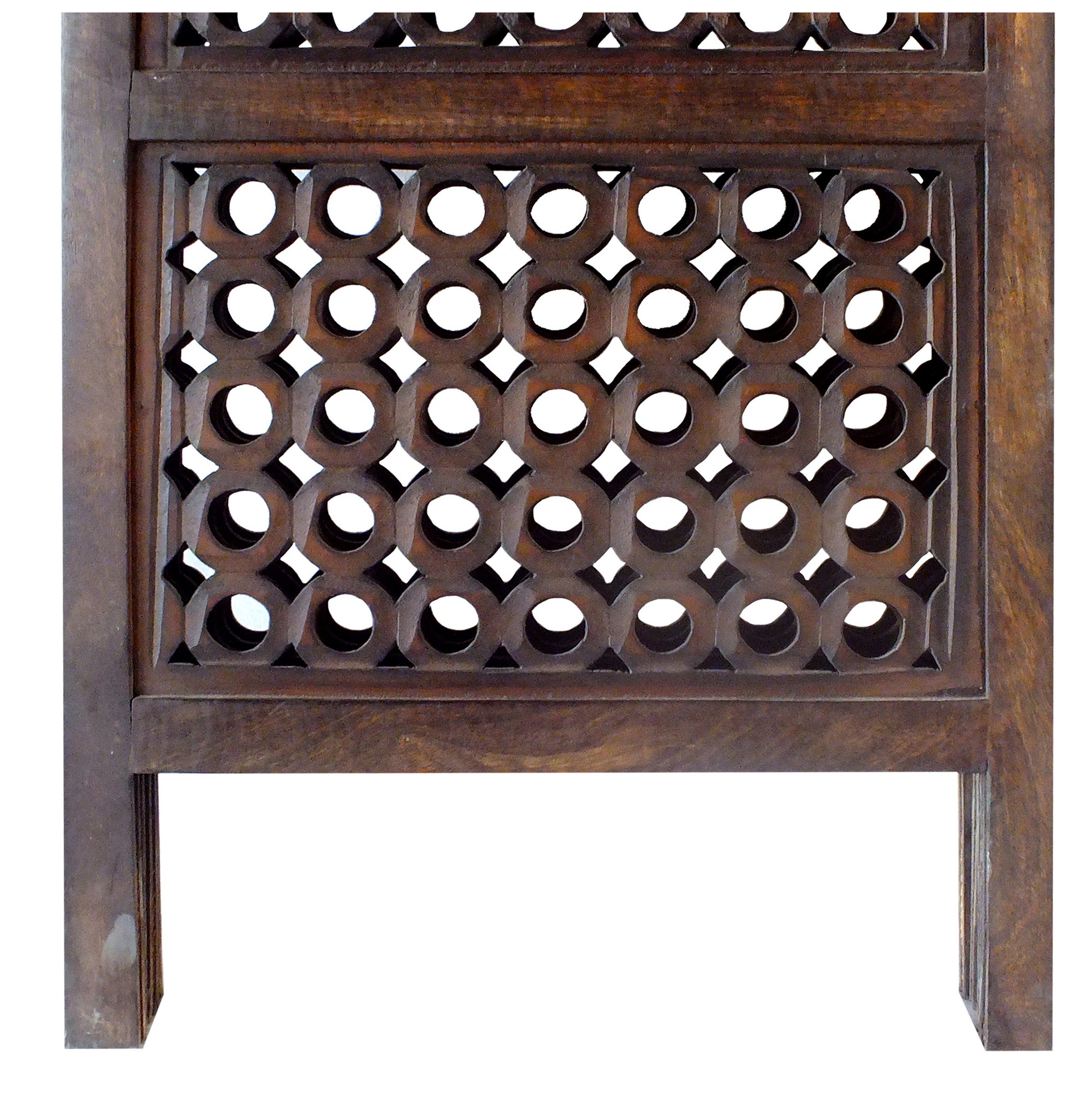 Decorative Four Panel Mango Wood Hinged Room Divider With Circular ...