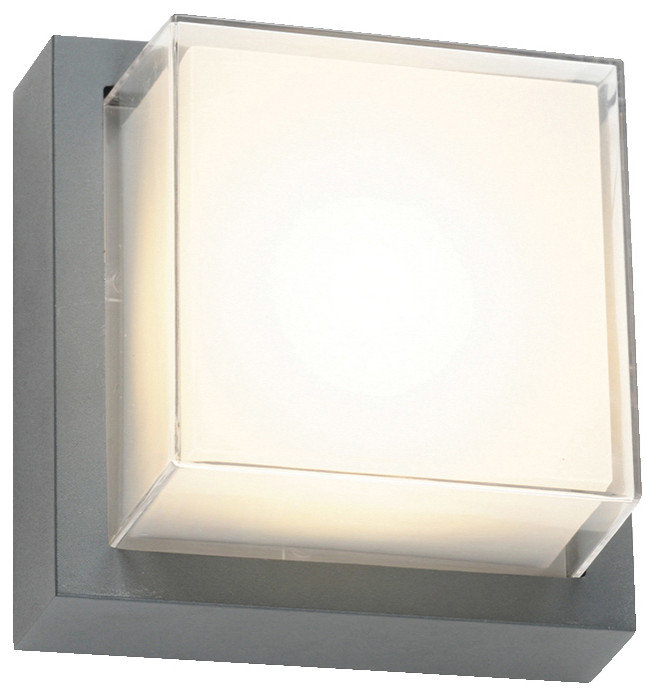 Geo Square Outdoor Wall Sconce, Silica - Transitional - Outdoor Wall ...