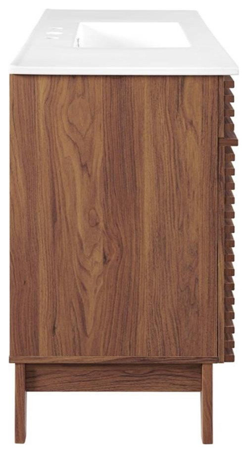 Modway Render 48" Modern Plastic Single Sink Bathroom Vanity in Walnut ...