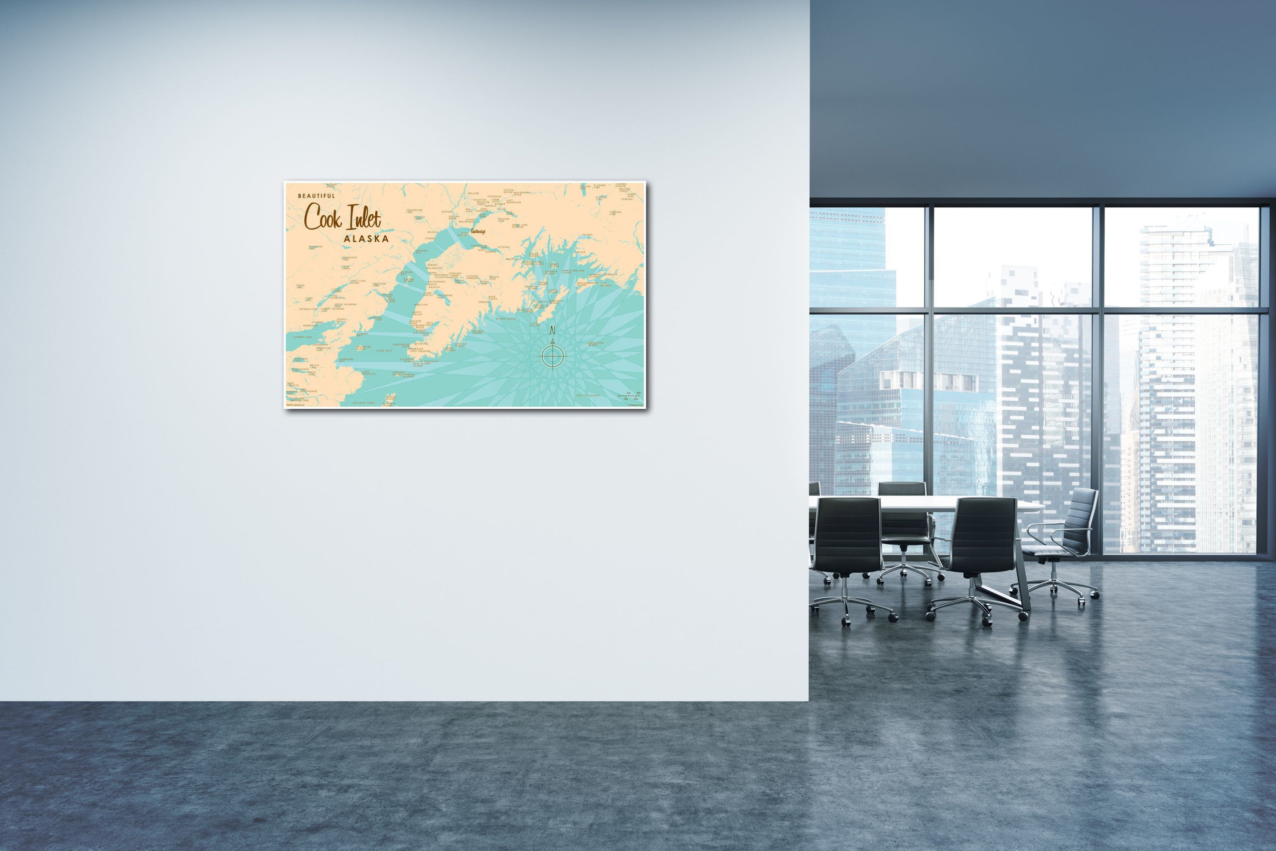Lakebound Cook Inlet Alaska Map Art Print, 30"x45" - Contemporary ...