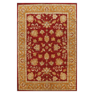 Red Traditional Floral Oriental Area Rug Hand-tufted Wool Carpet 10x13 ...