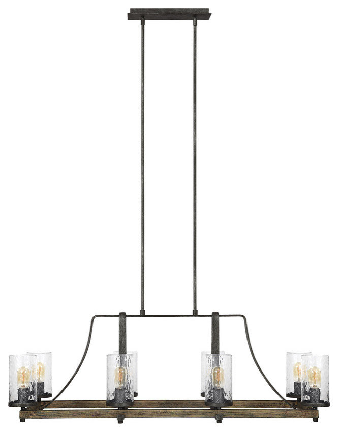 Angelo Linear Chandelier, 8-Light, Distressed Weathered Oak, Slate Gray ...