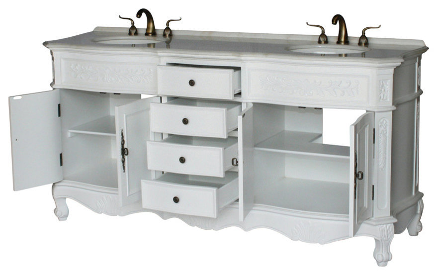 72-Inch Antique Style Double Sink Bathroom Vanity Model 2003-W ...