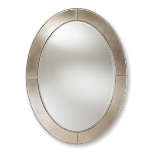 Modern And Contemporary Antique Silver Finished Oval Accent Wall Mirror ...