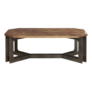 Rustic Cocktail Table with Metal Base - Industrial - Coffee Tables - by ...