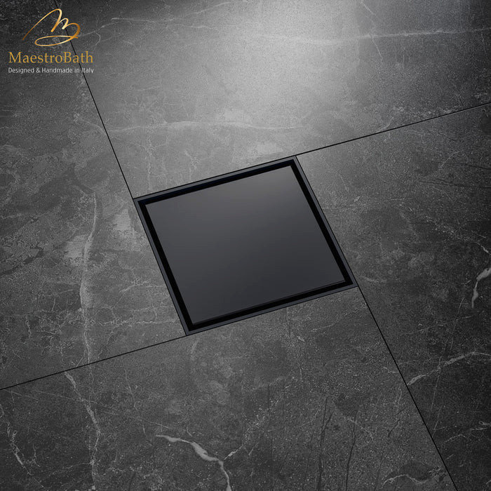 VeniziaFlow Italian Shower Linear Drain, Luxe Black 4" linear drain, 4 ...