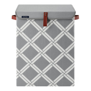 Nautica Folded Hamper with Lid, Gray Box Weave - Contemporary - Hampers ...
