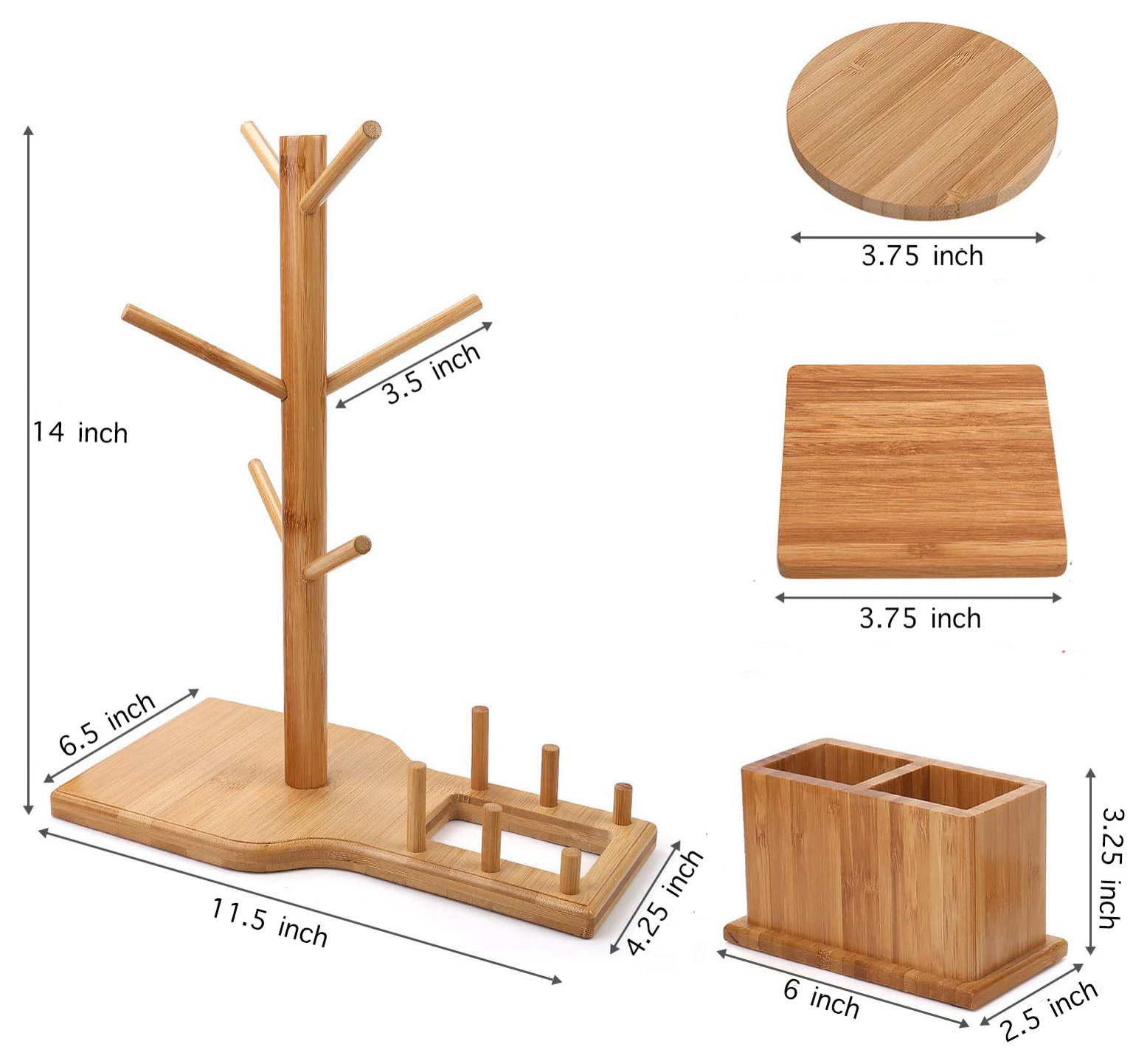 Bamboo Multifunctional Mug Holder Tableware Storage Rack - Contemporary ...