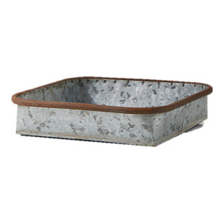 Serene Spaces Living Zinc Rust Rim Tray, Small - Farmhouse - Serving ...