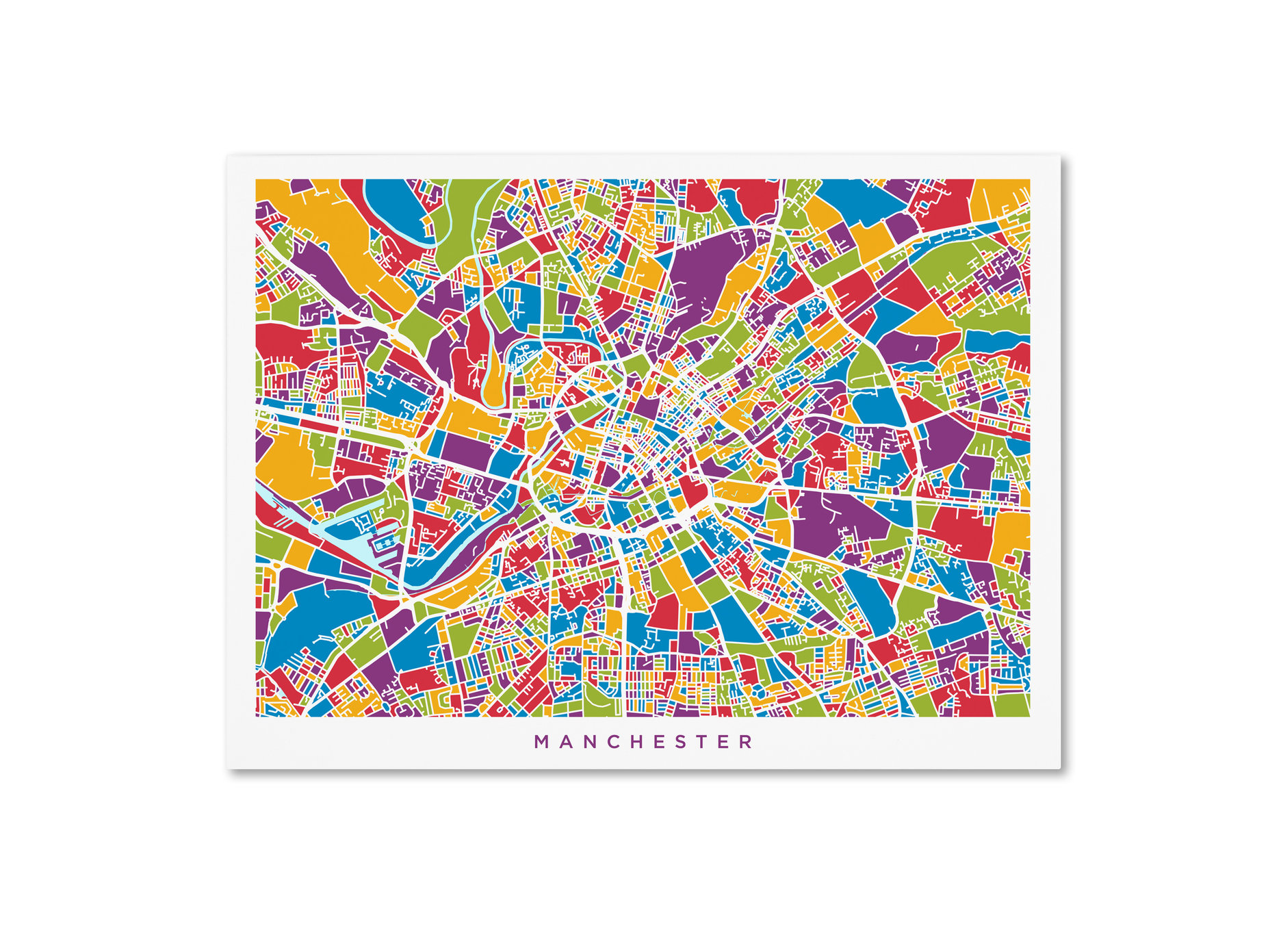 'Manchester, England Street Map' Canvas Art by Michael Tompsett, 35" x ...