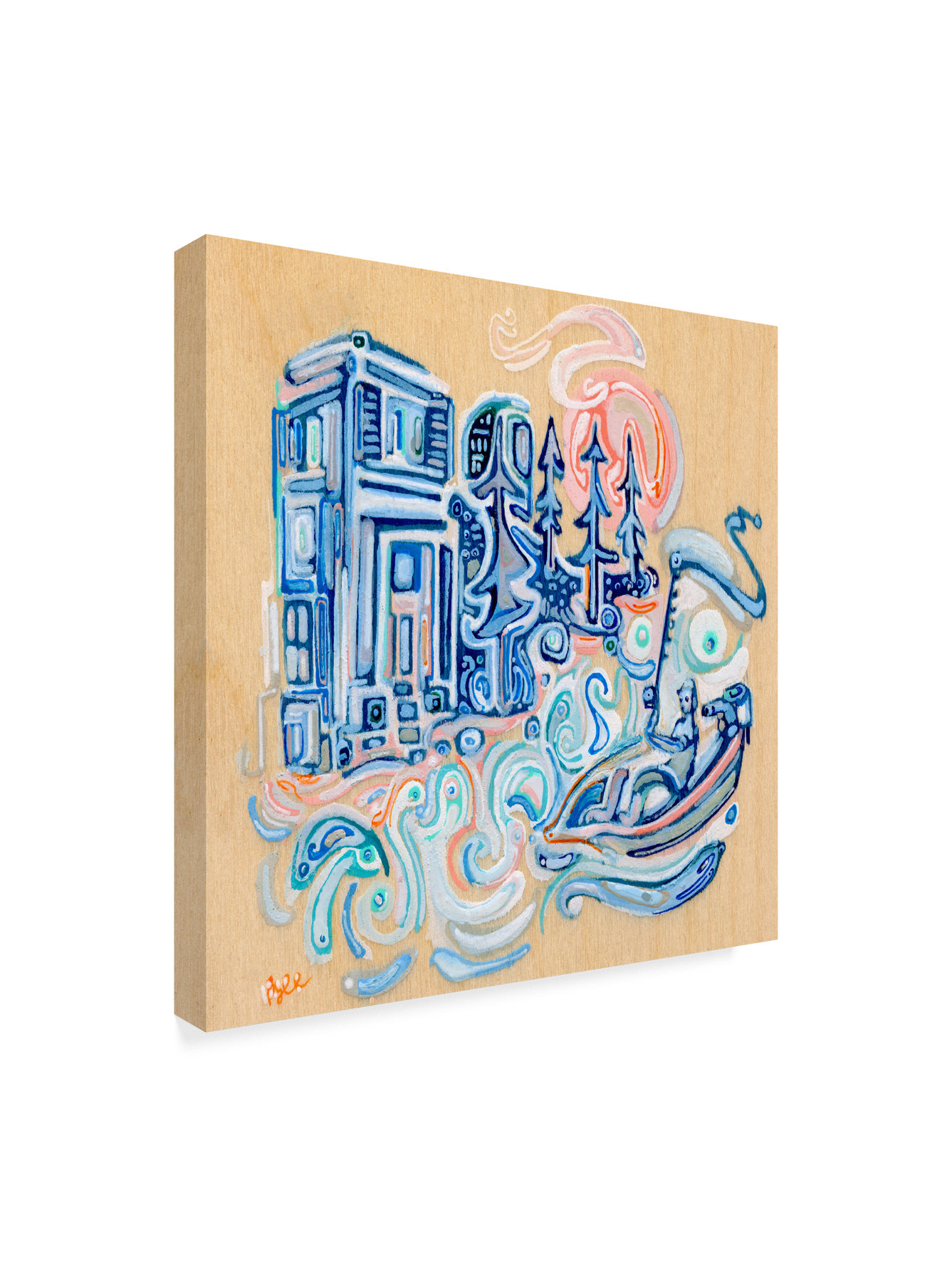 "Fisherman" by Josh Byer, Canvas Art, 35"x35" - Contemporary - Prints ...