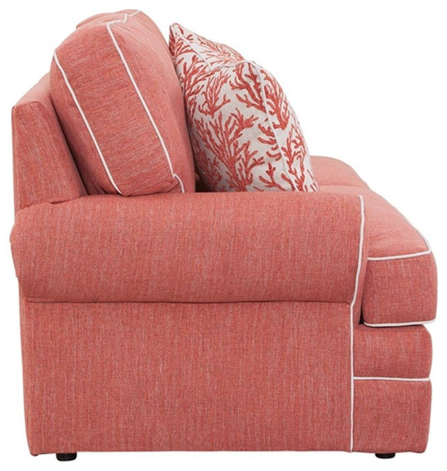 Pemberly Row Modern Sleeper Sofa with 3 Pillows in Pink Finish - Beach ...