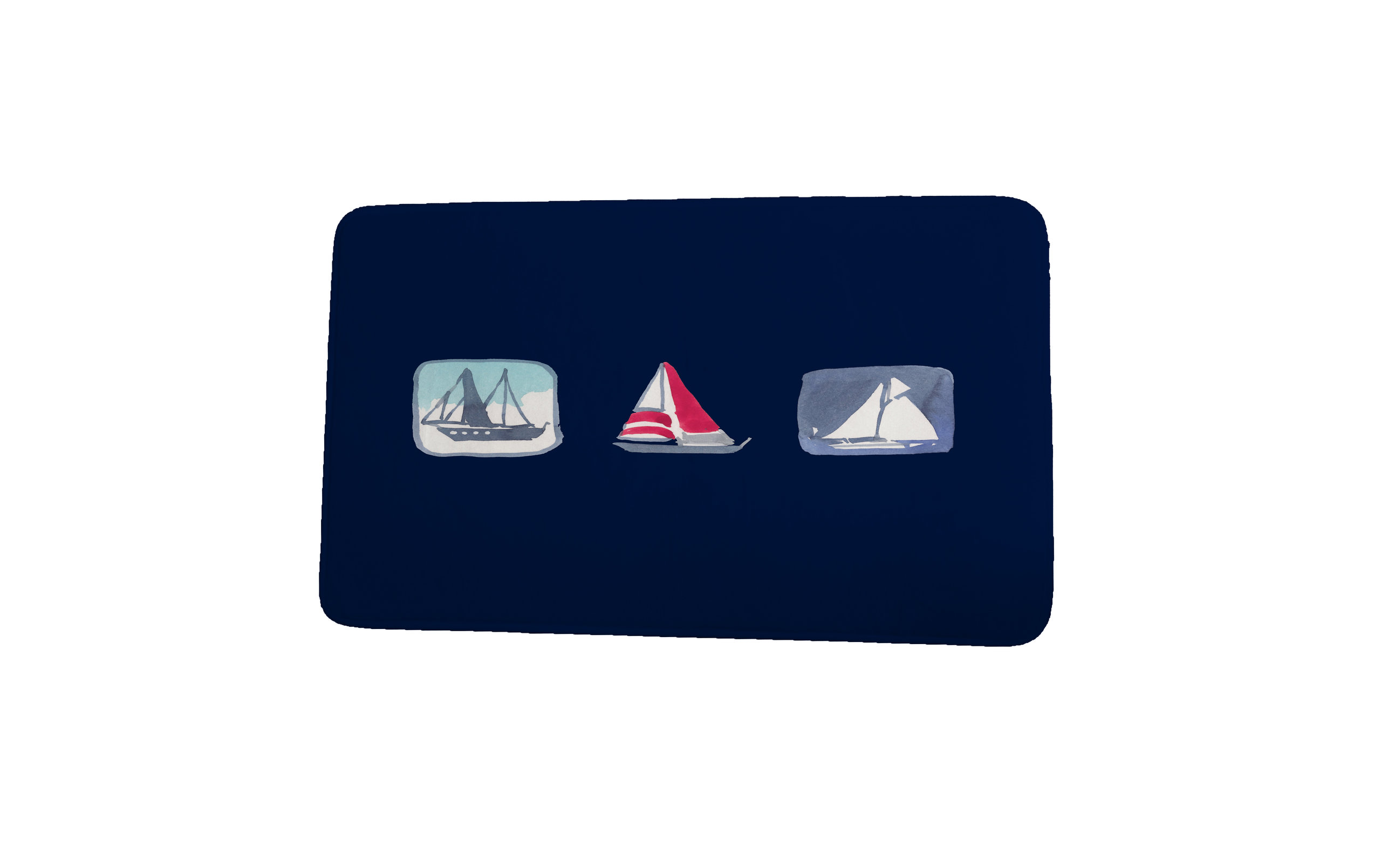 Nantucket Boat Trio Geometric Print Bath Mat, 21"x34" - Beach Style ...