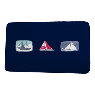 Nantucket Boat Trio Geometric Print Bath Mat, 21"x34" - Beach Style ...