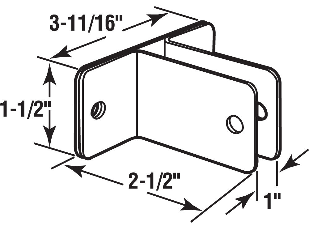 Two Ear Wall Bracket, For 1" Panels, Stainless Steel, Satin Finish ...