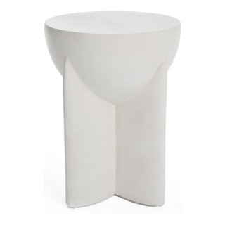 Modrest Elsa Oyster Concrete Round End Table - Modern - Side Tables And ...
