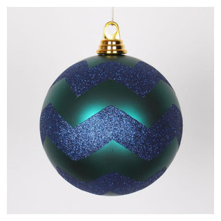 Chevron Commercial Christmas Ball Ornament, 6" - Contemporary ...