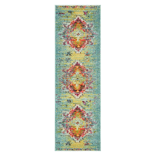 Rug Unique Loom Vita Turquoise Runner 2' 0 x 6' 7 - Contemporary - Hall ...