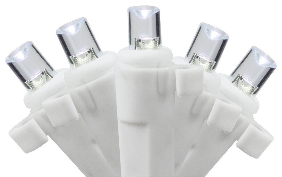 Pure White LED Wide Angle Icicle Christmas Lights, White Wire, Set of ...