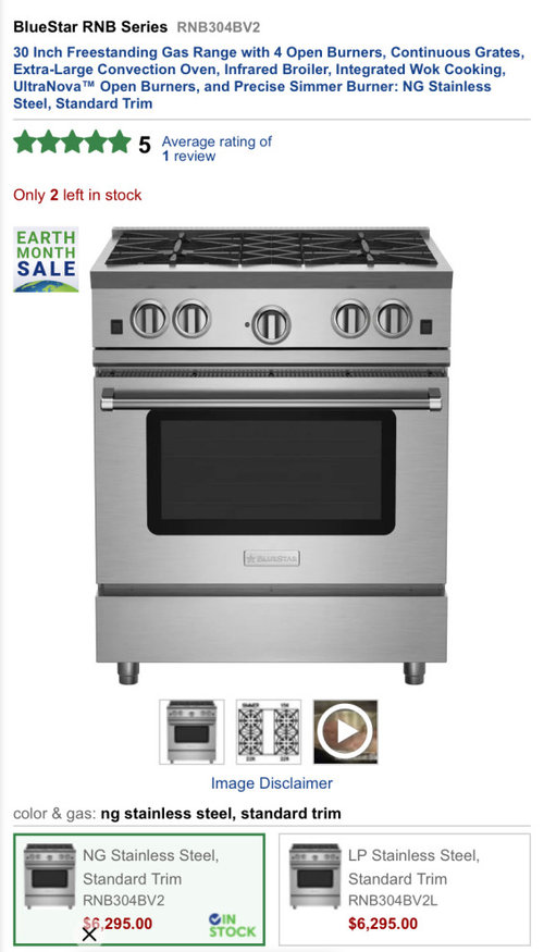 30” or 36” blue star range? Is 36” too big for my space?