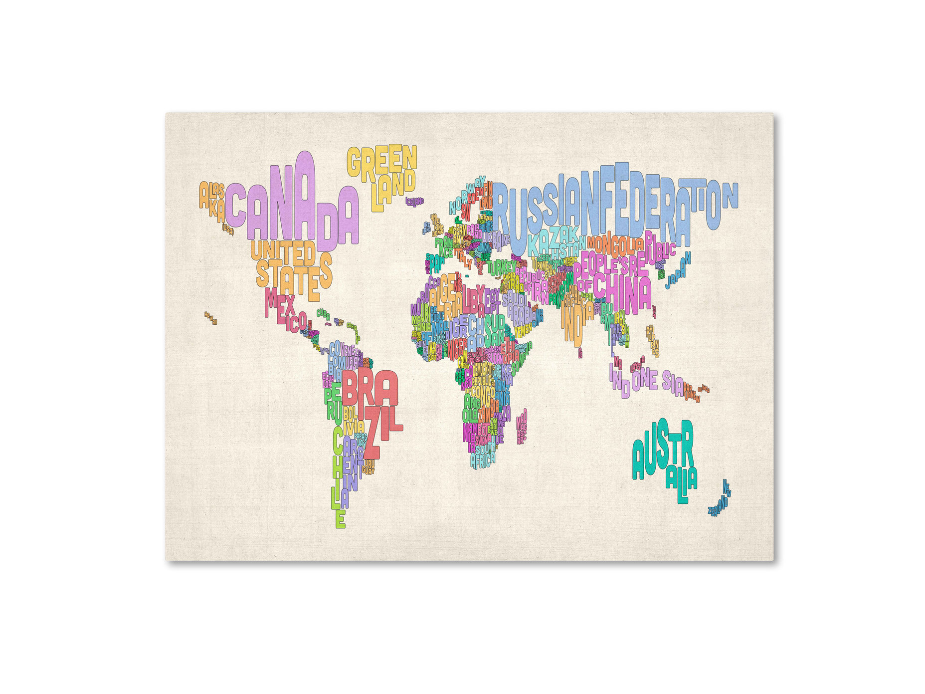 'World Text Map 5' Canvas Art by Michael Tompsett, 16" x 24 ...
