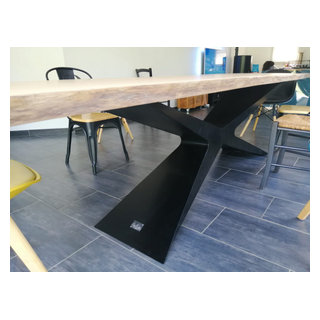 Création table acier et bois sur mesure - Industrial - Dining Room - Angers - by MA METALLERIE ...