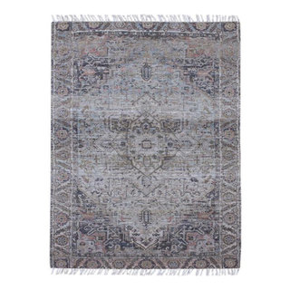 Prairie Roeland Blue/Pink Jute/Polyester Flatweave Area Rug, 8'x10', 8 ...