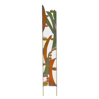 Stained Glass Glass Garden Sculpture, "Woodlands" - Contemporary ...