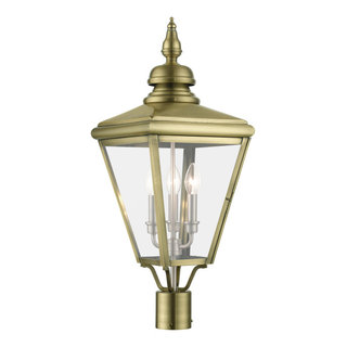 3 Light Antique Brass Outdoor Large Post Top Lantern, Brushed Nickel ...
