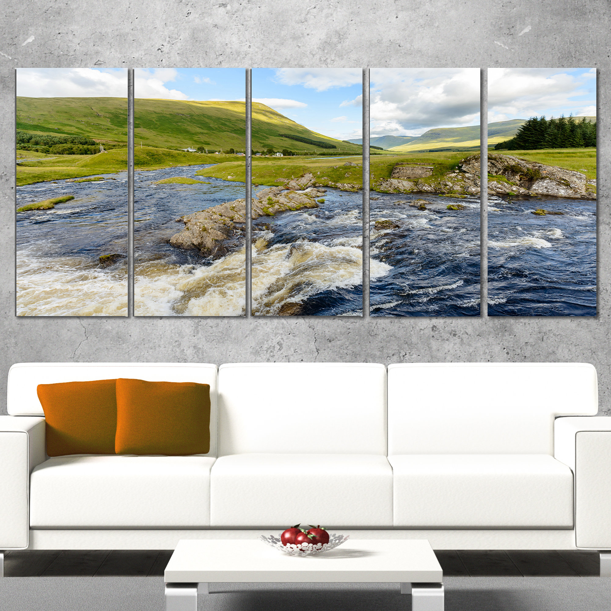 "Publi and River Lyon" Landscape Photography Canvas Print, 60"x28", 5 ...