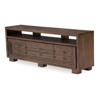Michael Amini Carrollton Wood TV Console in Rustic Ranch Brown ...