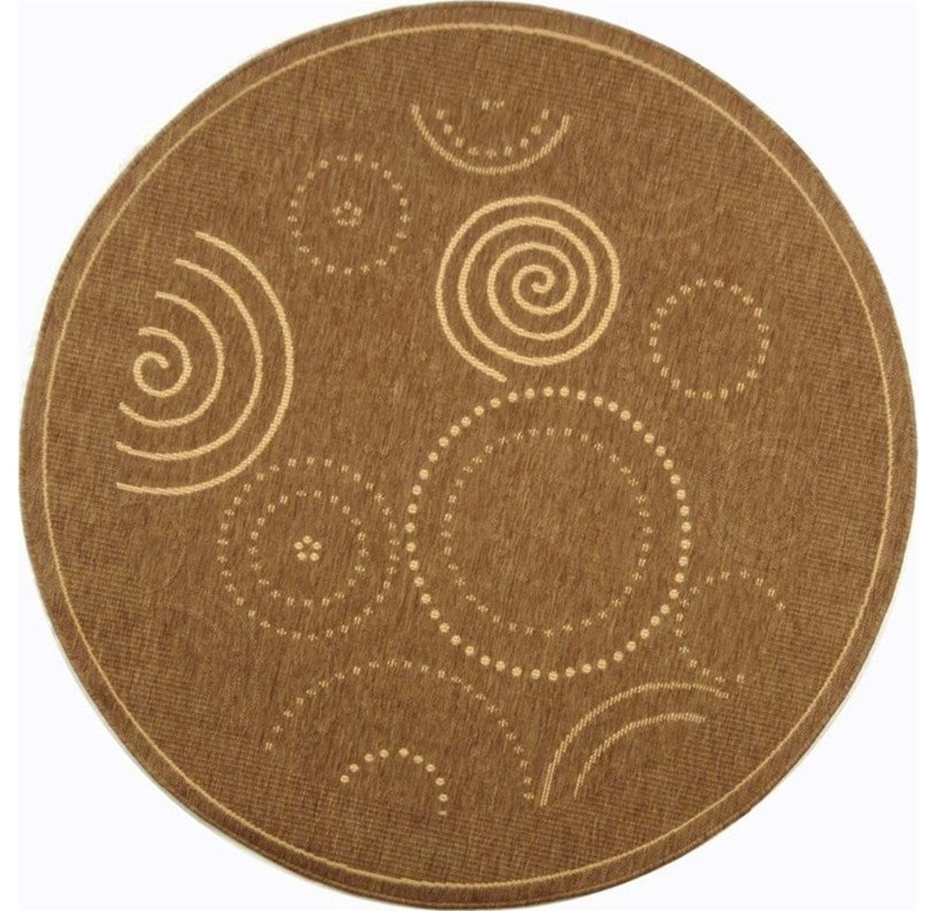 Safavieh Courtyard Brown Indoor Outdoor Rug - Round 7'10 ...