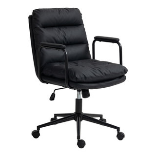 GDF Studio Mid Back Adjustable Height PU Leather Office Chair ...