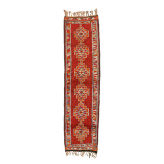 Red, Orange Vintage Turkish Runner Rug, 3'2" x 12'5" - Southwestern ...