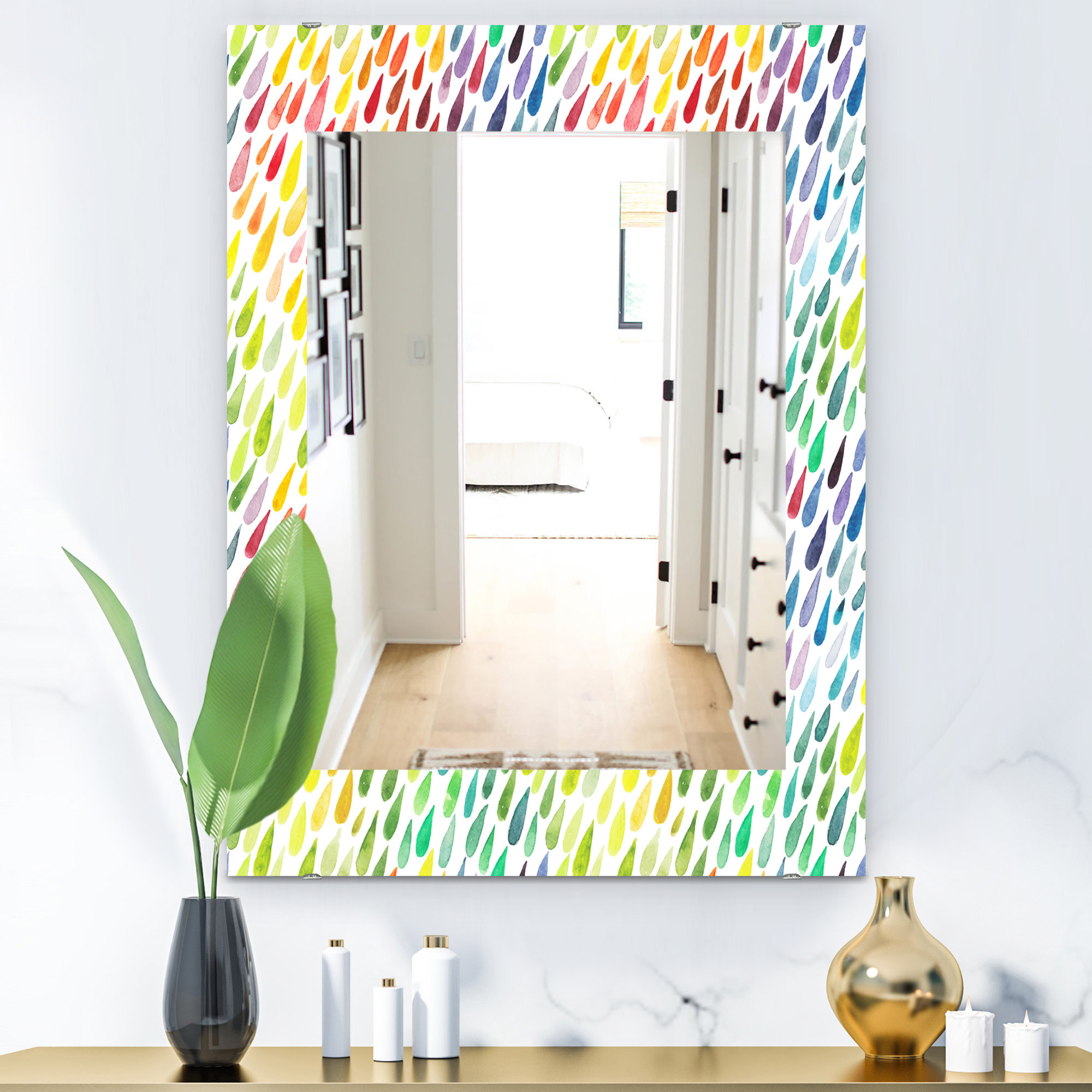 Designart Collection of Paint Splash Watercolor Drops Frameless Wall ...