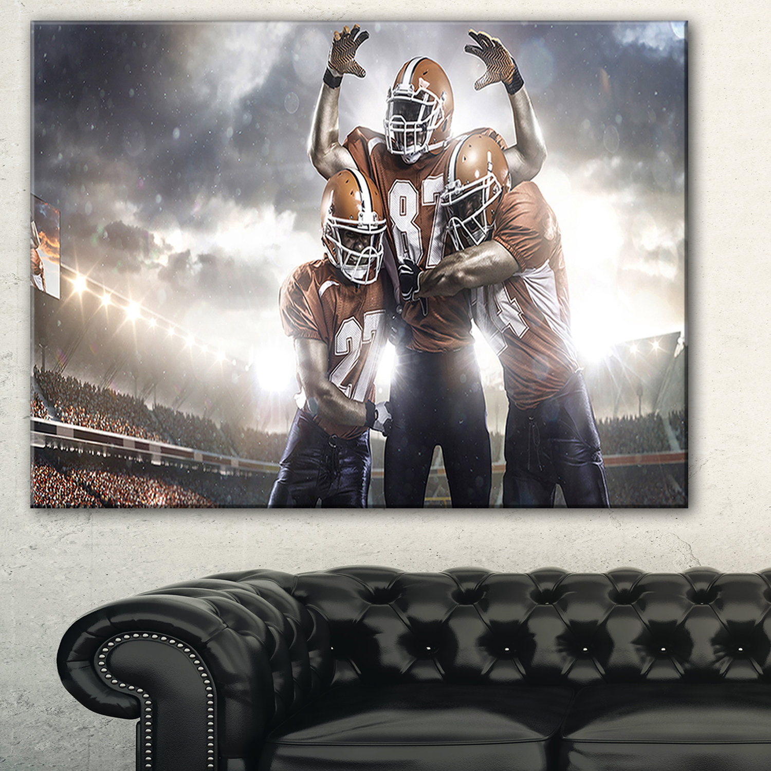 "American Football Players on Stadium" Sports Canvas Print, 32"x16 ...