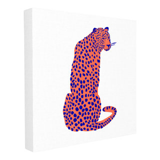 Bright Leopard Blue Orange Animal Design, 24"x24" - Contemporary ...