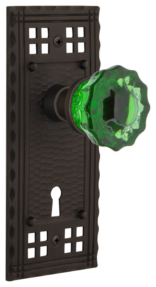 Craftsman Plate, Interior Mortise Crystal Emerald Glass Knob, Oil ...