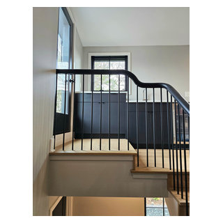 115_Stunning Continuous Rail System on 3 Story Floating Stairs ...