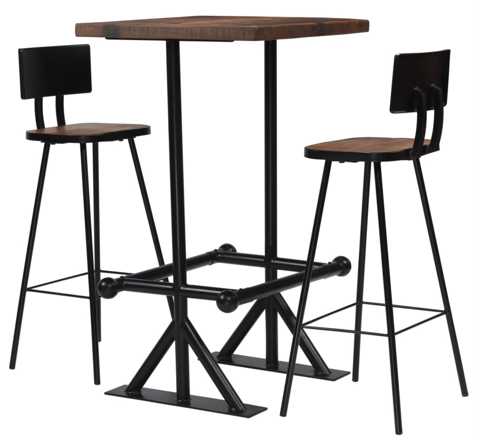 Vidaxl Bar Set 3 Piece Solid Reclaimed Wood - Industrial - Folding ...