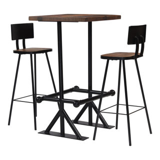 Vidaxl Bar Set 3 Piece Solid Reclaimed Wood - Industrial - Folding ...