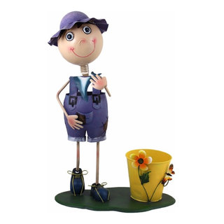 Colourful Metal Planter Boy, Multicolored - Contemporary - Outdoor Pots ...