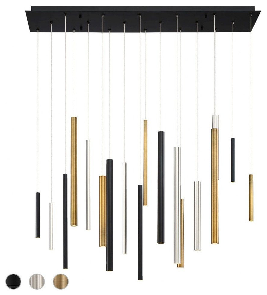 Contemporary 18-Light Linear LED Chandelier Metal Extruded Tubes ...