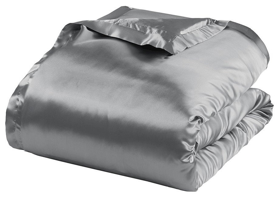 Satin Luxury Comforter Set in Grey Color - Transitional - Bar Stools ...