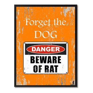 Beware Of Rat Danger Sign, Canvas, Picture Frame, 13"x17" - Rustic ...
