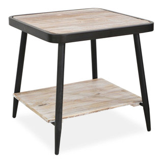 Industrial Style Square Whitewash And Gray Side Or End Table ...