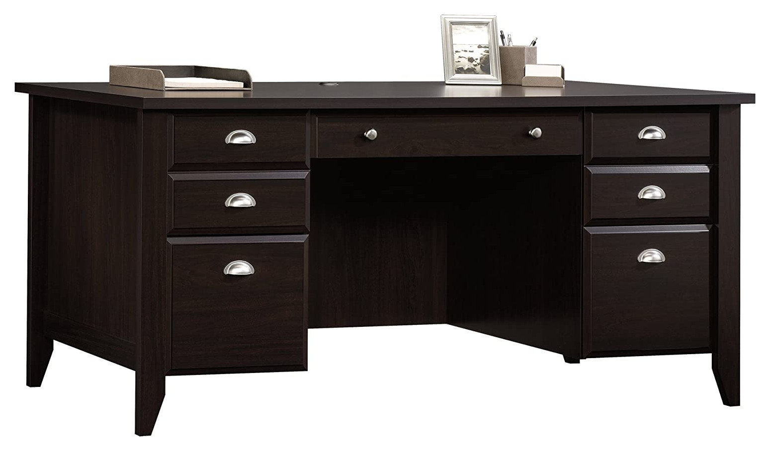 Large Rectangular Desk, Multiple Drawers and Keyboard Tray, Jamocha ...